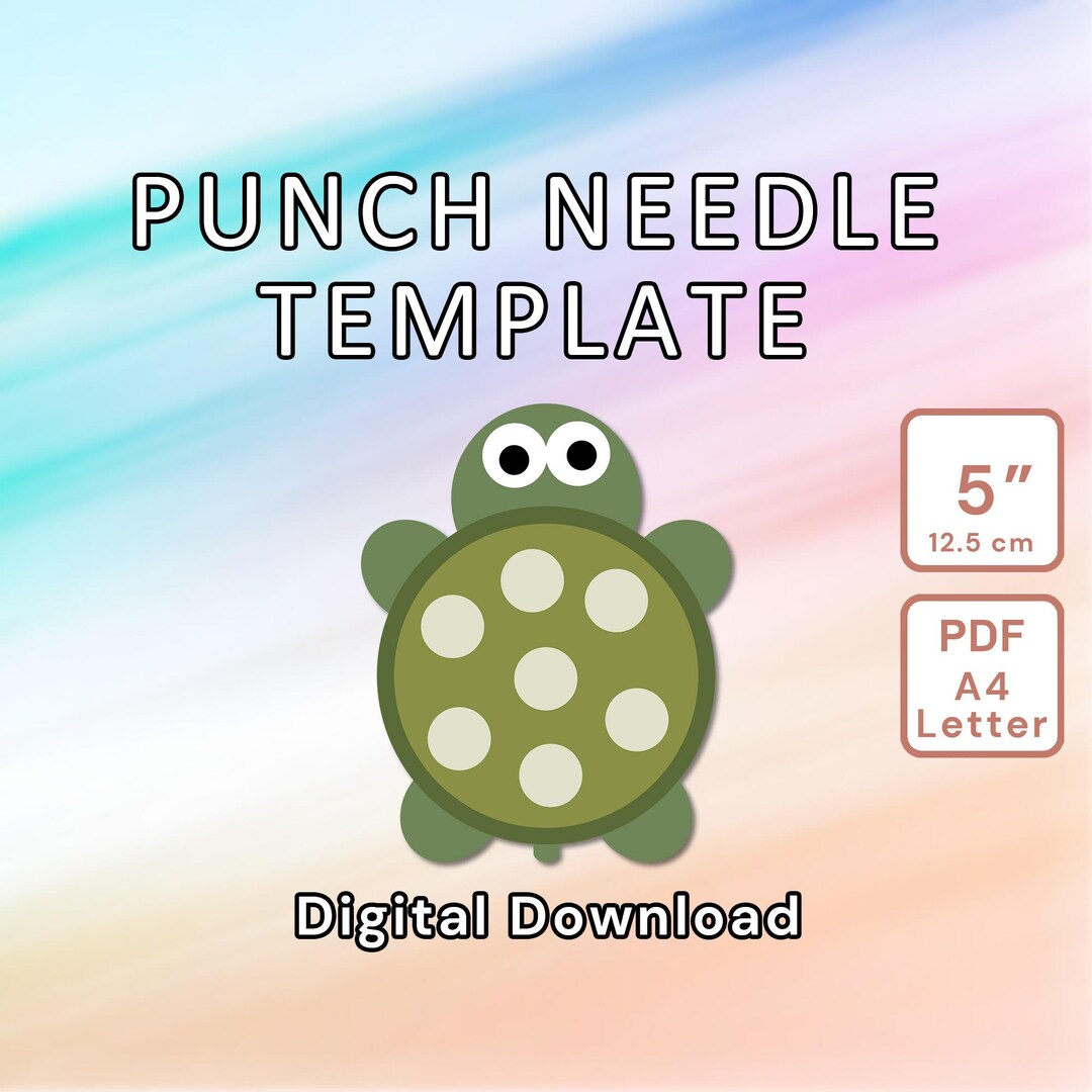 Turtle Punch Needle Pattern - DIY Template Mug Rug, Coaster, Tufted ...