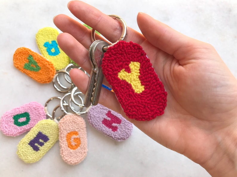 Custom Punch Needle Keychain, Colorful Custom Keyring, Bag Charm Gift ...