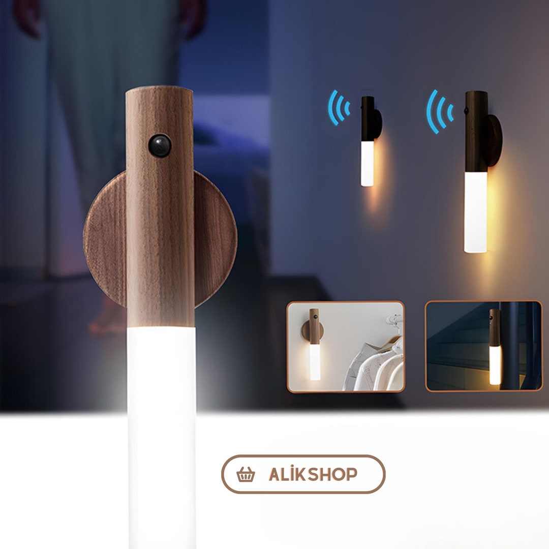 Viral Wooden LED Night Light With PIR Motion Sensor and Magnetic Wall ...