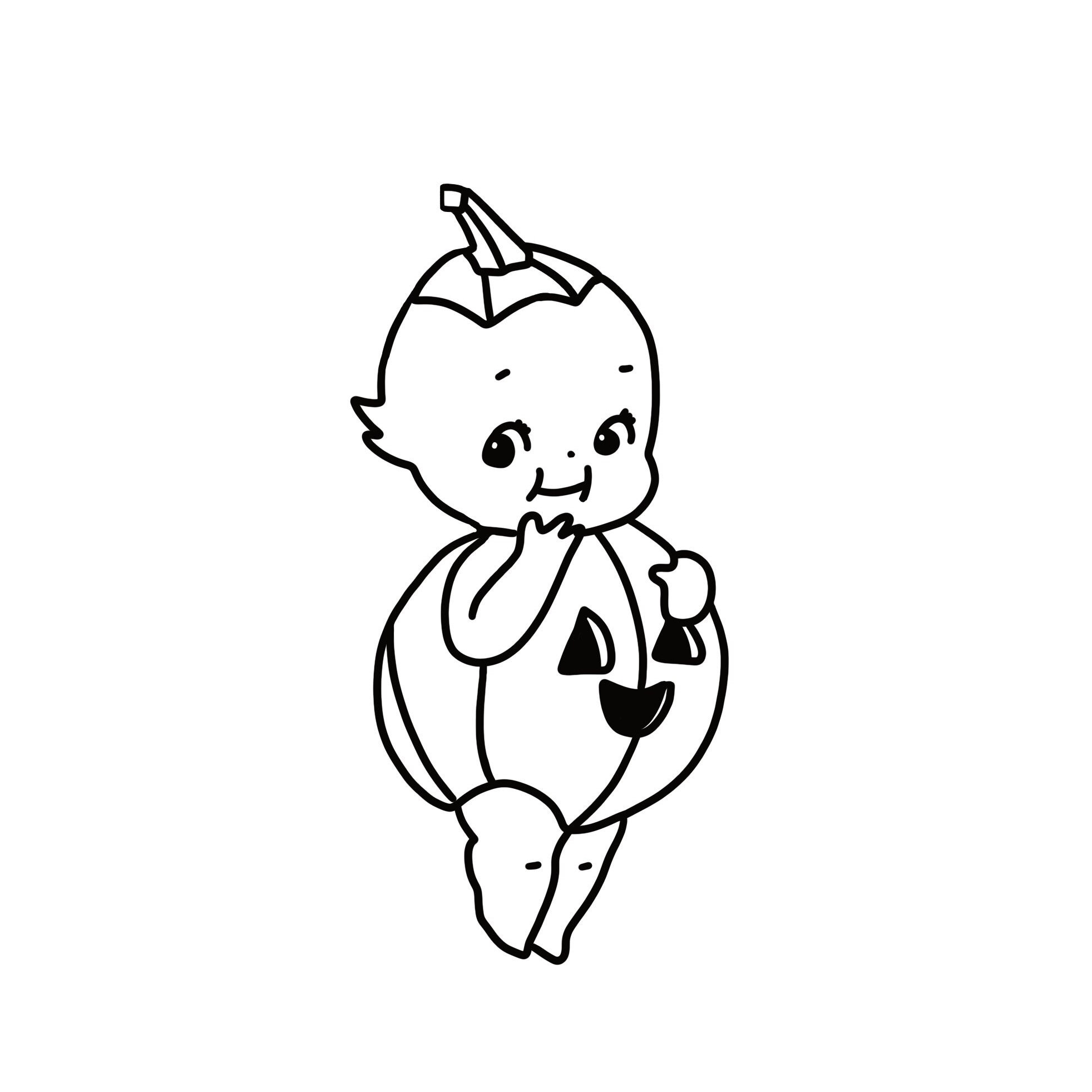 Pumpkin Kewpie Doll SVG File Halloween Baby - Etsy