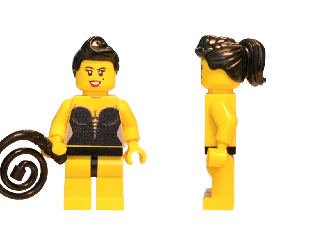 Dominatrix Minifigures With Whip Individual Design Printed on LGO Parts Corset Yellow Sado Maso ...