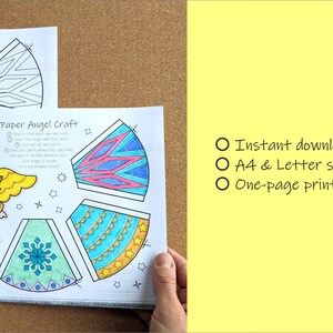 3D Christmas Angel Paper Craft: Easy Kids Holiday Activity (printable ...