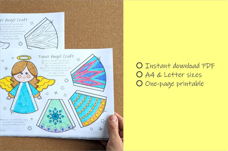 3D Christmas Angel Paper Craft: Easy Kids Holiday Activity (printable ...
