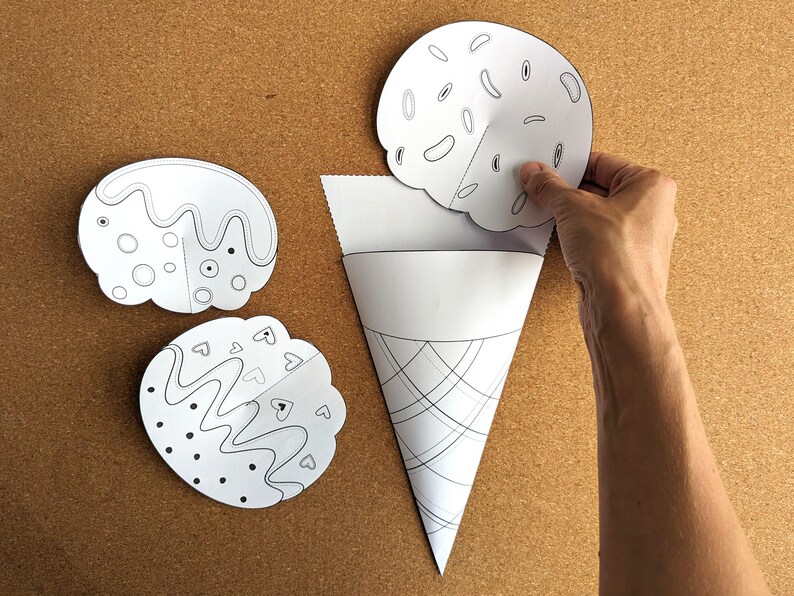 Printable Ice Cream Craft for Kids – Yummy Trio Cone – Cut, Color and ...