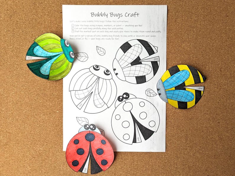 Bubbly Bugs Craft: Easy Cut & Paste Paper Activity (PDF Pattern) - Etsy