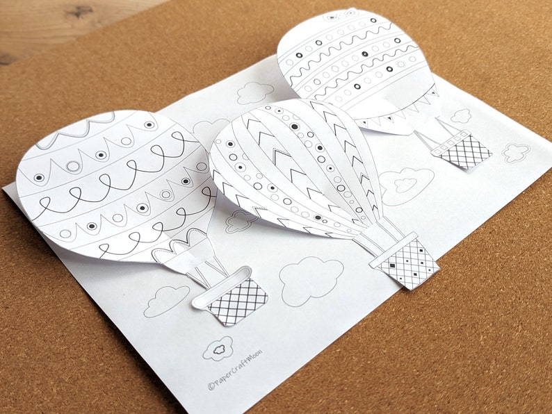 3D Hot Air Balloons Simple Paper Craft for Kids, Preschool Activity ...