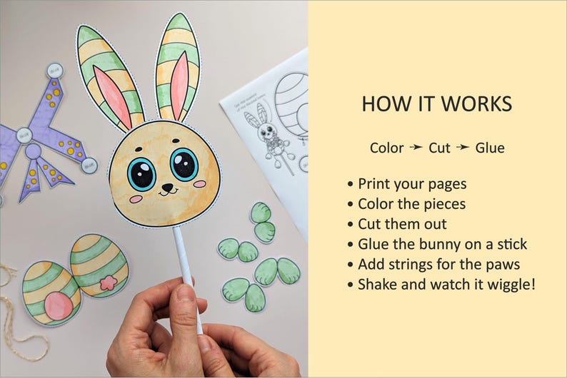 Bunny Puppet Paper Craft for Kids | Easter / Spring Cut and Paste ...