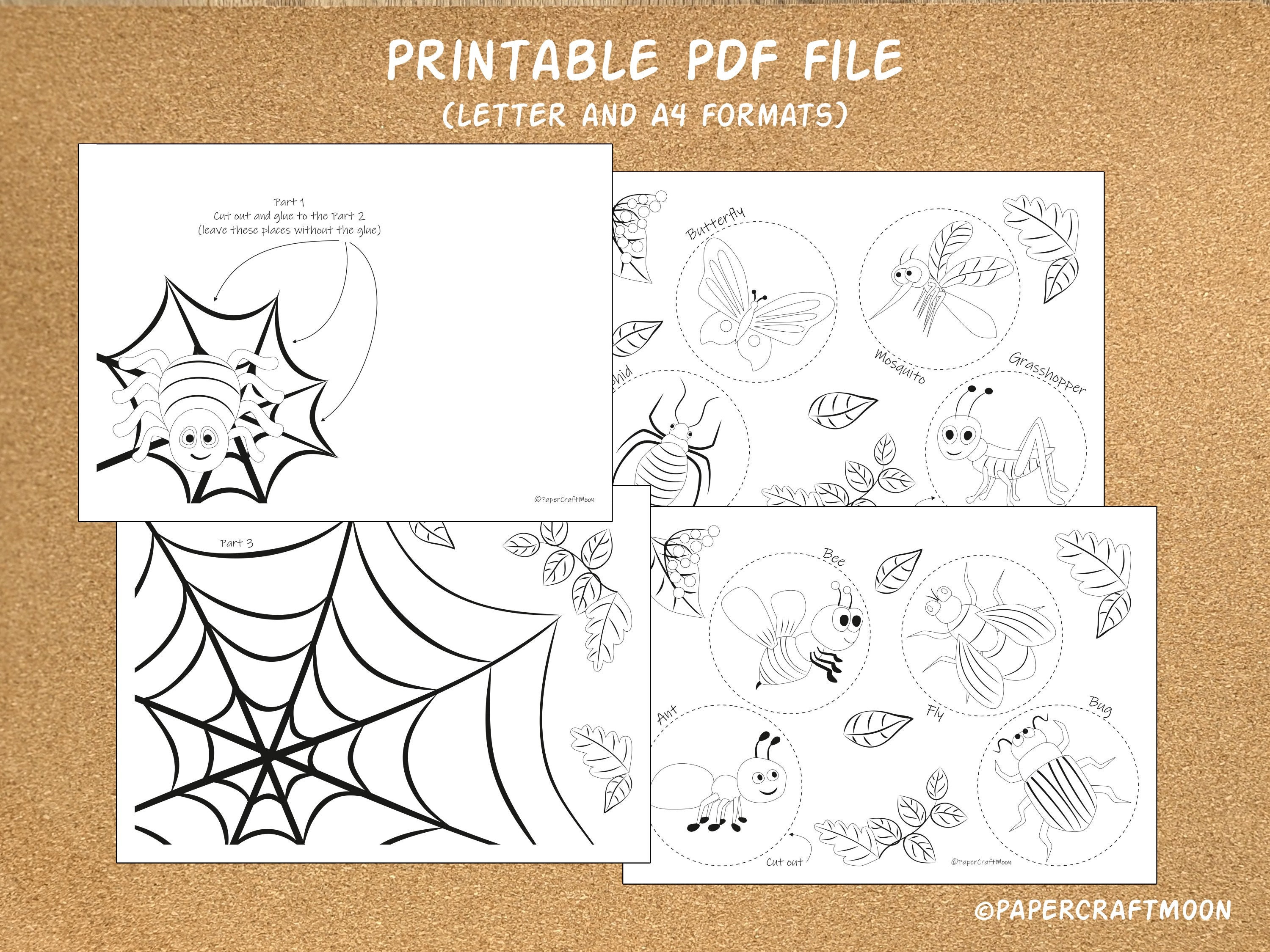 Spider and Insects Paper Craft, Kids Coloring Pages, Homeschool ...