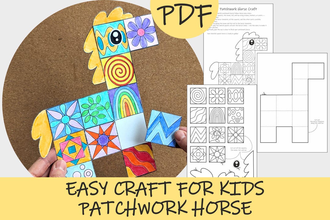Patchwork Horse Craft Template: Fun and Easy Paper Activity for Kids ...