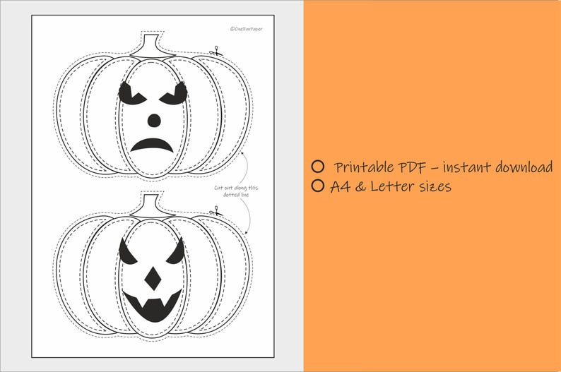 Halloween Pumpkin Cutouts: Easy Kids Craft, Printable Garland (PDF ...