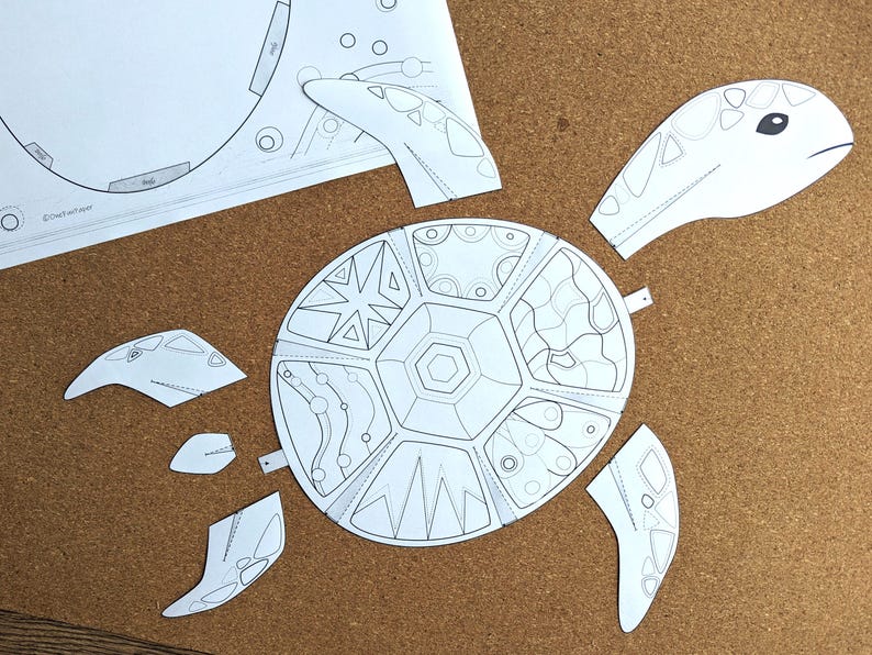 Colorful Turtle Paper Craft Template: Cut and Paste Animal Activity for ...
