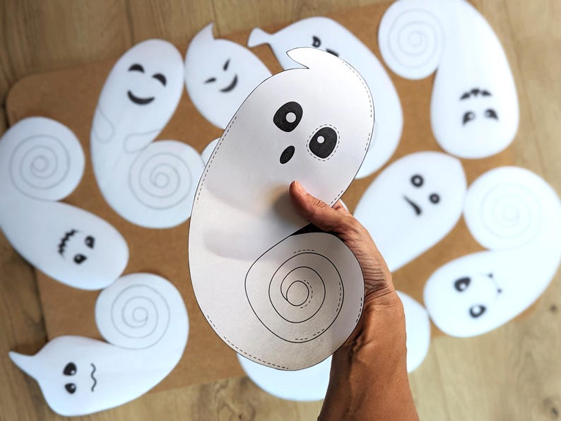 10 Halloween Ghosts Cut Out Craft | Easy Printable PDF for Kids ...