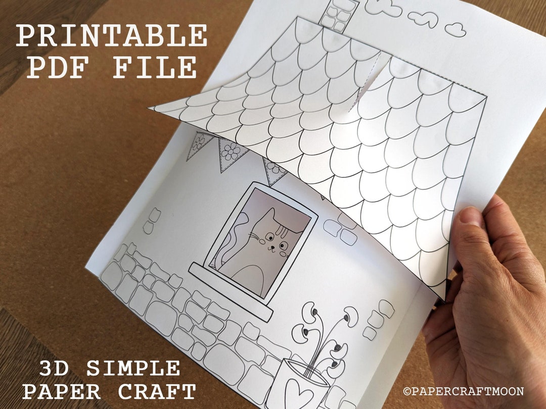 3D Paper House Craft Kit: Kids Printable Activity (PDF Download) - Etsy