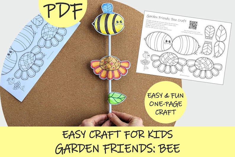 Bee and Flower Paper Craft: Easy One-page Spring Activity for Kids ...
