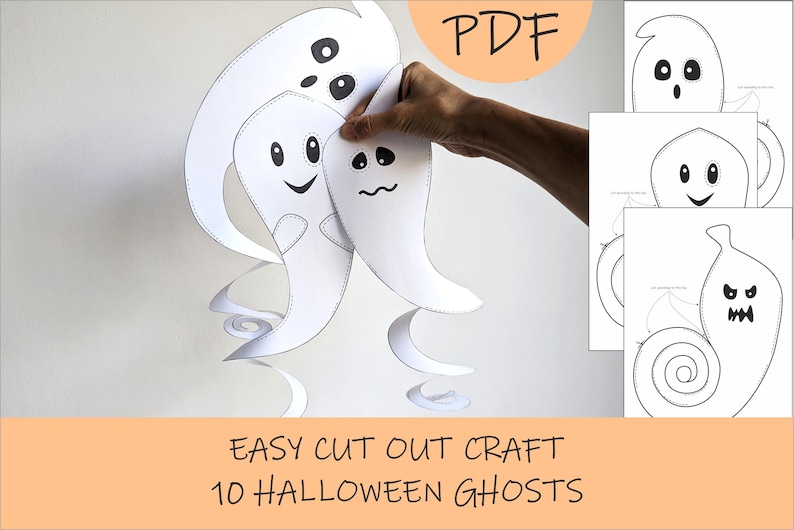 10 Halloween Ghosts Cut Out Craft | Easy Printable PDF for Kids ...