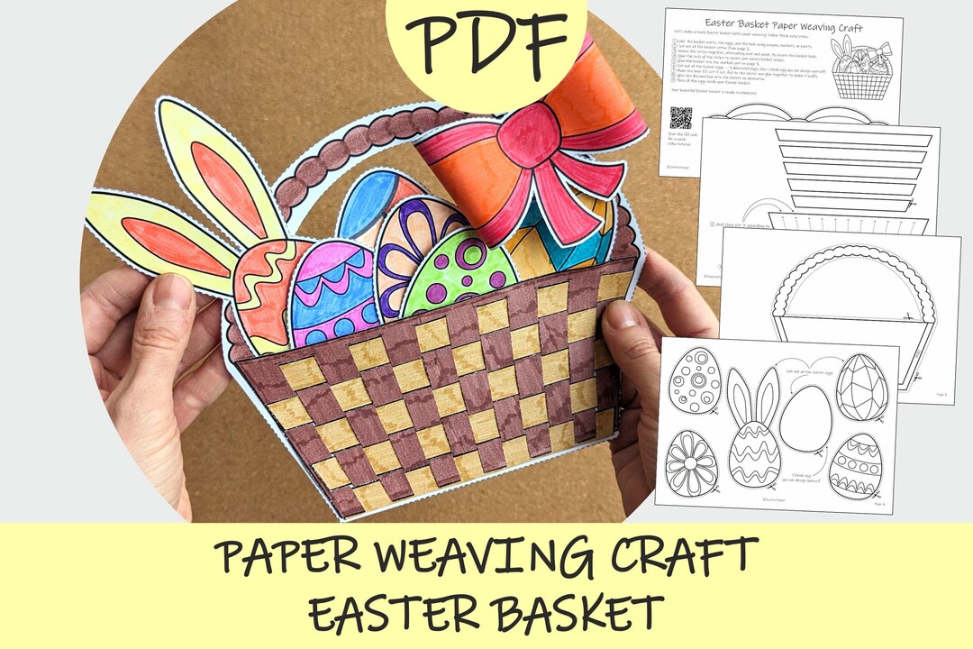 Easter Basket Paper Weaving Craft: Printable Cut & Weave Activity for ...