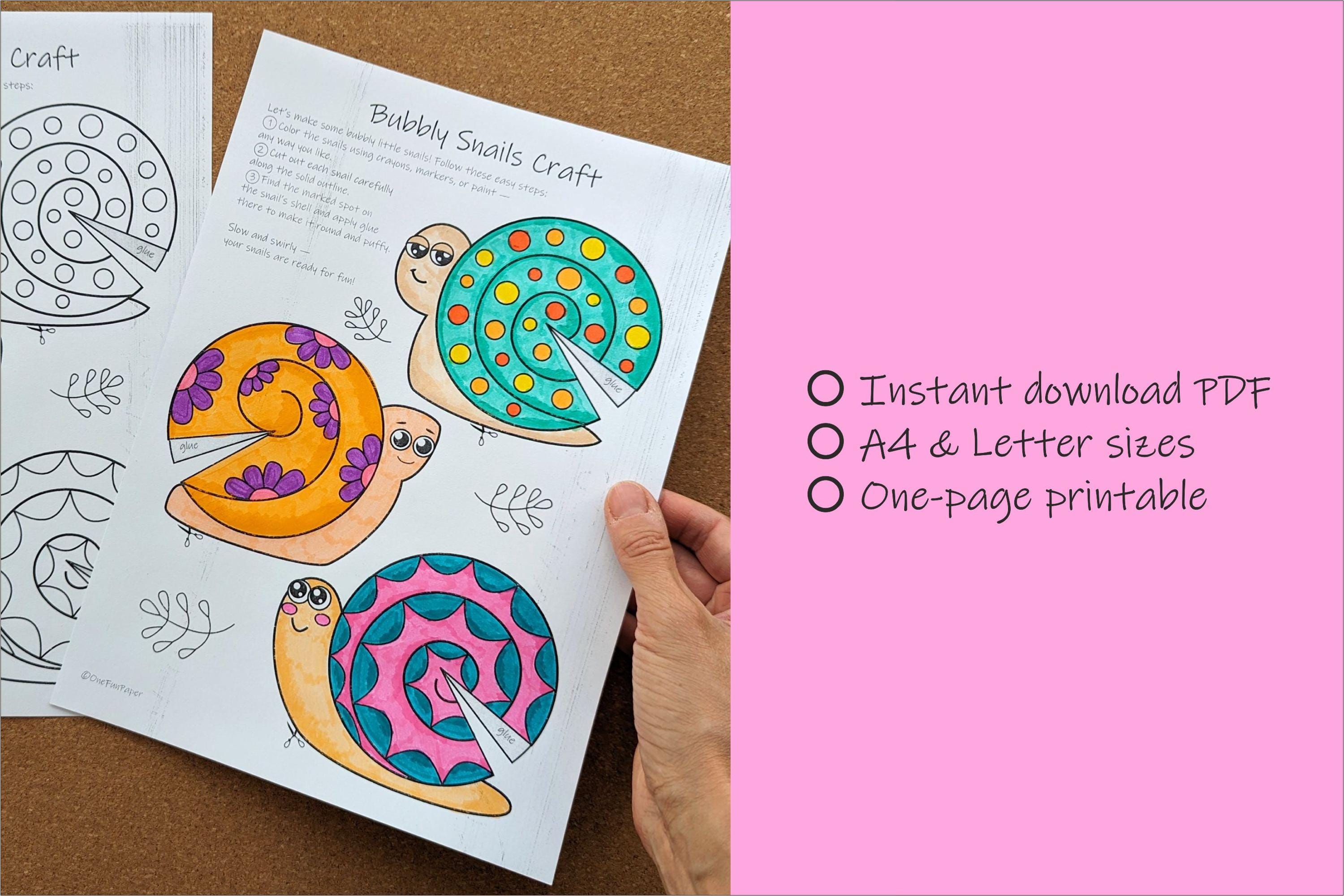 Bubbly Snails Craft: Easy 3D Paper Activity for Kids (printable PDF) - Etsy