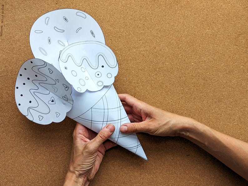 Printable Ice Cream Craft: 3D Paper Cone Activity (PDF Download) - Etsy