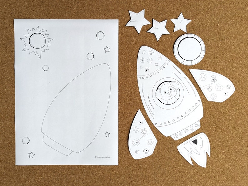 3D Rocket Simple Paper Craft for Kids, Space Preschool Activity, Kids ...