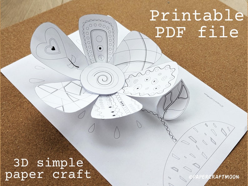 3D Paper Flower Craft for Kids: Easy Cut & Paste Activity (printable ...