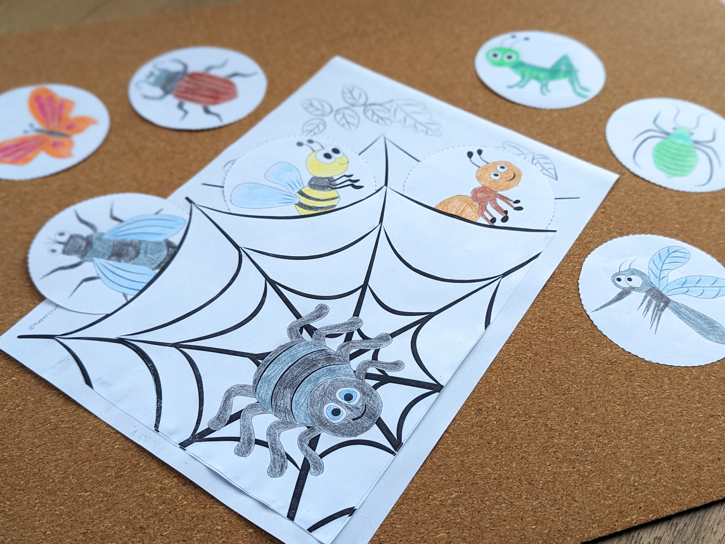 Spider and Insects Paper Craft, Kids Coloring Pages, Homeschool ...