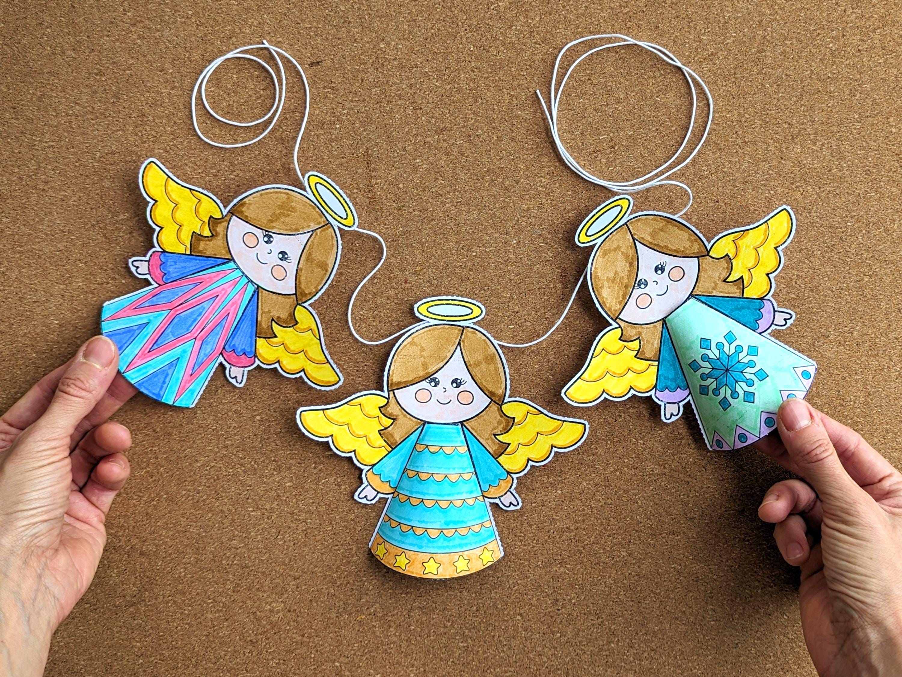 3D Christmas Angel Paper Craft: Easy Kids Holiday Activity (printable ...
