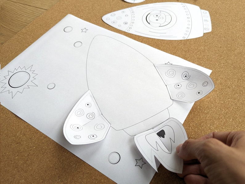 3D Rocket Easy Paper Craft for Kids: Space Cut & Paste Activity ...
