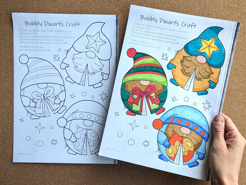 3D Christmas Dwarfs Paper Craft: Easy Preschool Holiday Activity ...