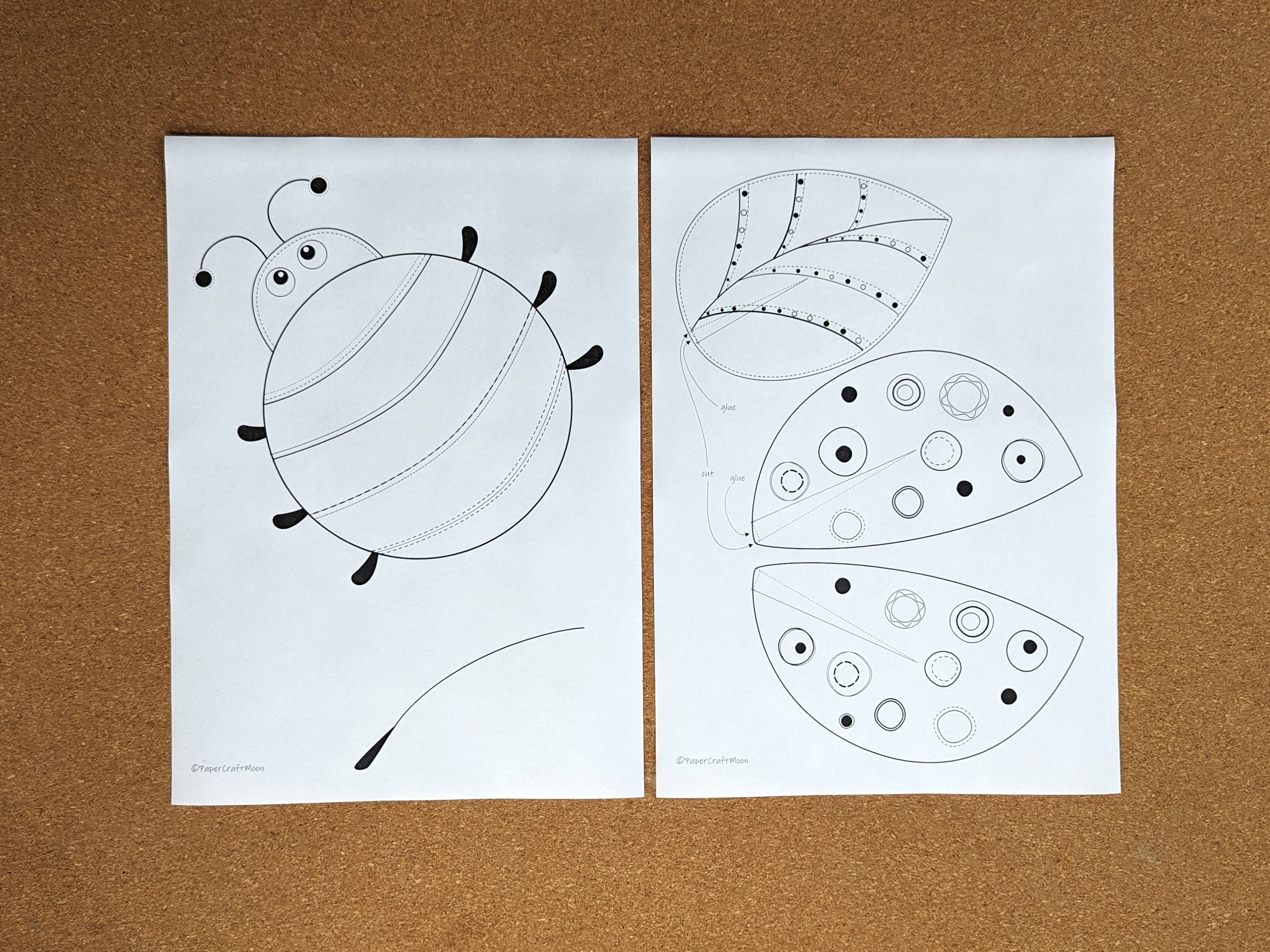 3D Ladybug Simple Paper Craft for Kid, Spring Printable Craft, Coloring ...