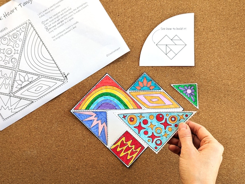 Patchwork Heart Craft for Kids: Valentine’s Day Printable, Tangram ...