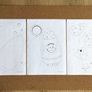 3D Rocket Easy Paper Craft for Kids: Space Cut & Paste Activity ...