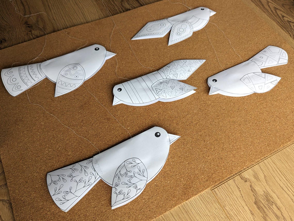 DIY Paper Bird Mobile: Printable Craft Kit for Kids (digital Download ...