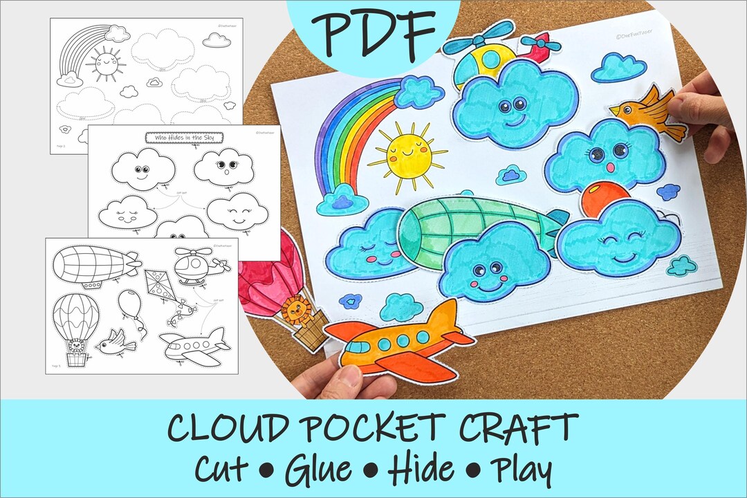 Interactive Cloud Pocket Craft for Kids: Fine Motor Cut & Glue Activity ...