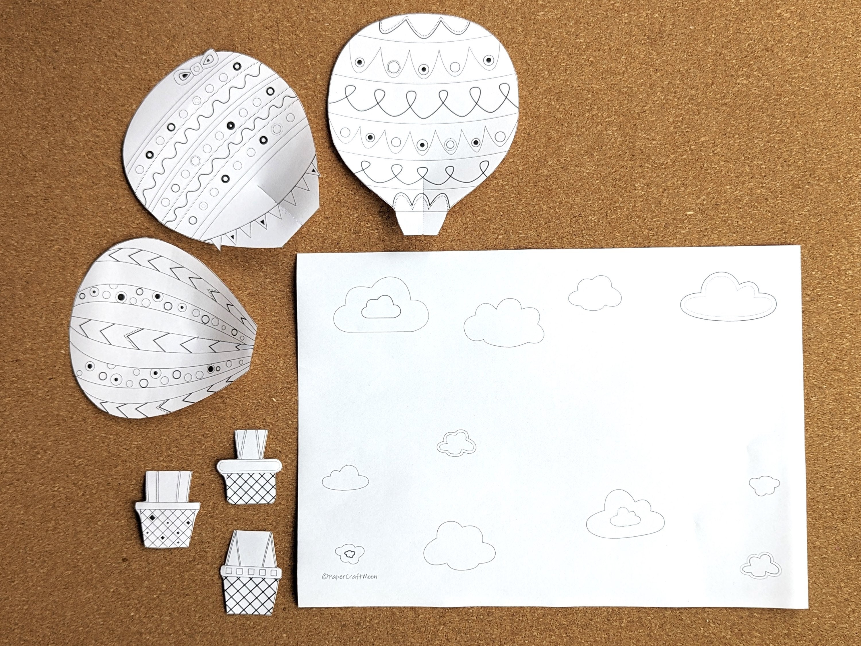 3D Hot Air Balloons Simple Paper Craft for Kids, Preschool Activity ...