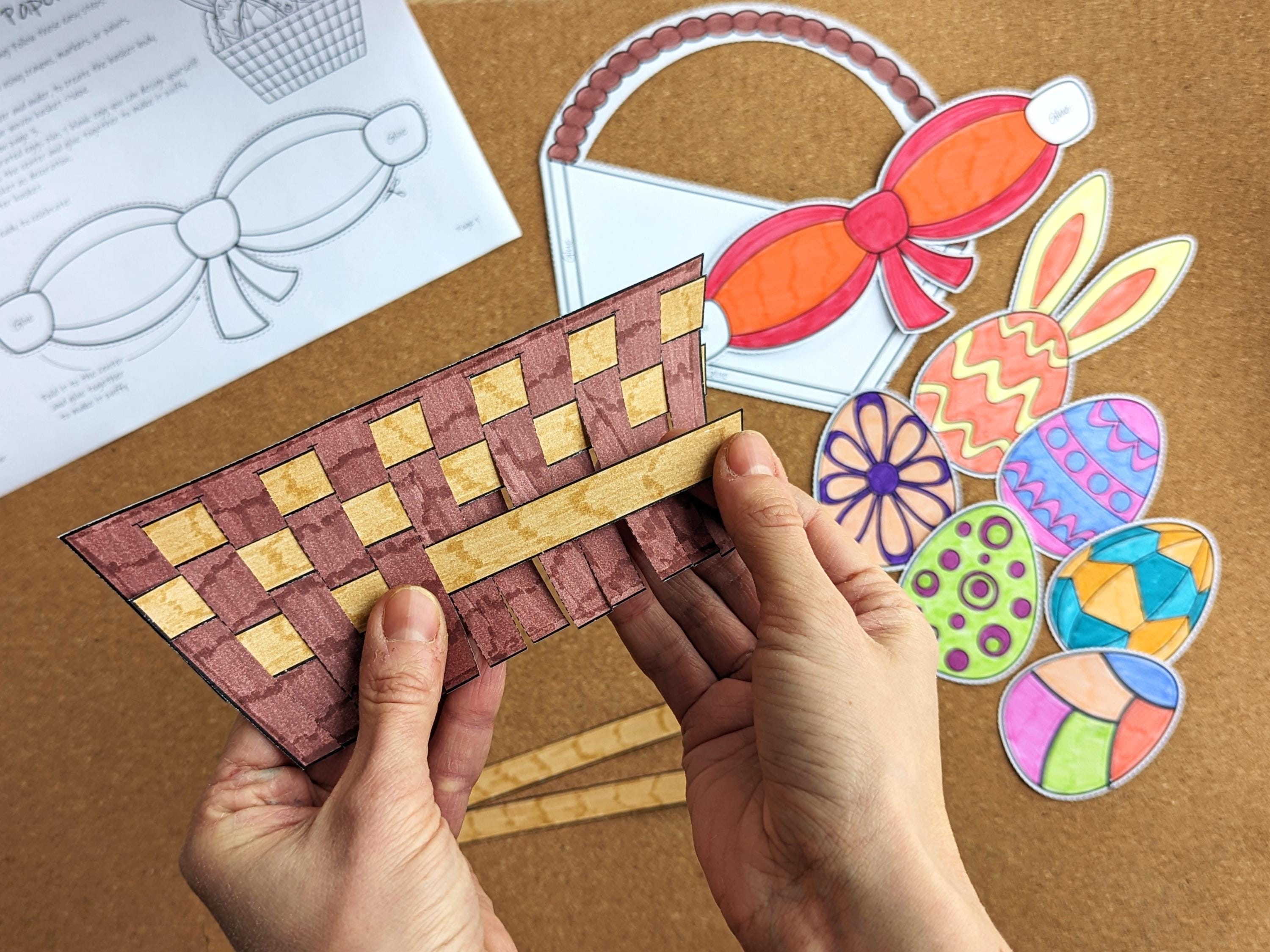 Easter Basket Paper Weaving Craft: Printable Cut & Weave Activity for ...