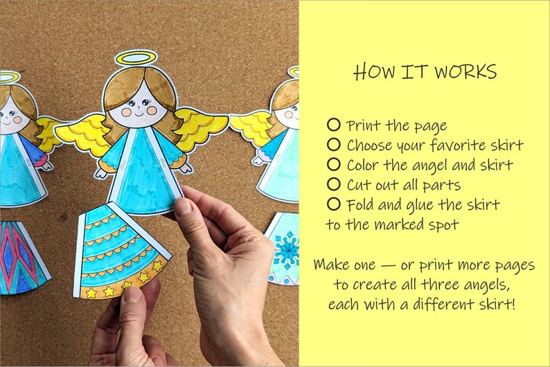 3D Christmas Angel Paper Craft: Easy Kids Holiday Activity (printable ...