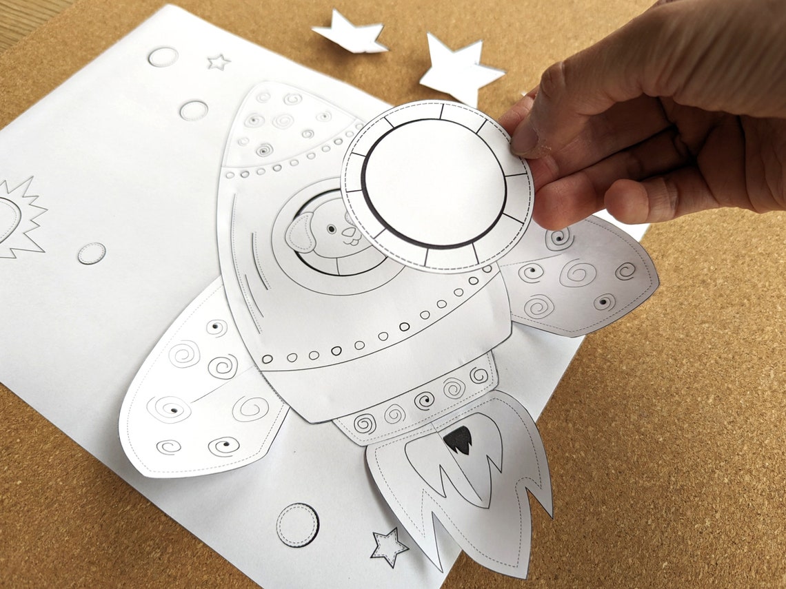3D Rocket Easy Paper Craft for Kids: Space Cut & Paste Activity ...