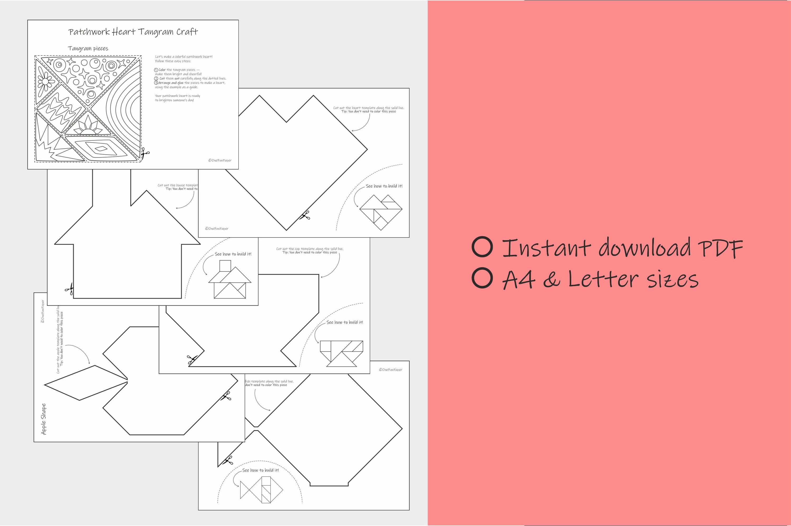 Patchwork Heart Craft for Kids: Valentine’s Day Printable, Tangram ...