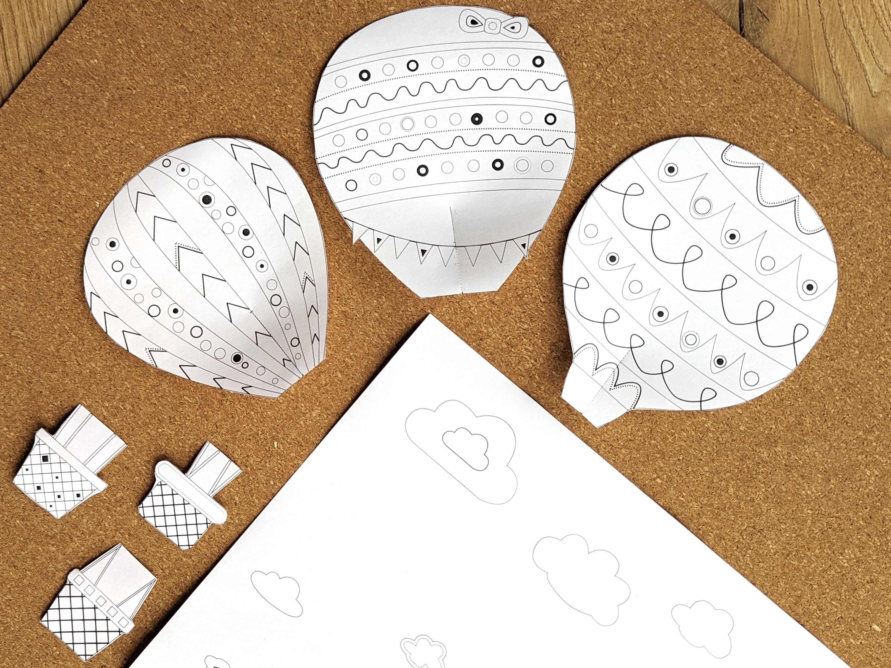 3D Hot Air Balloon Easy Paper Craft: Kids Cut & Paste Activity (digital ...