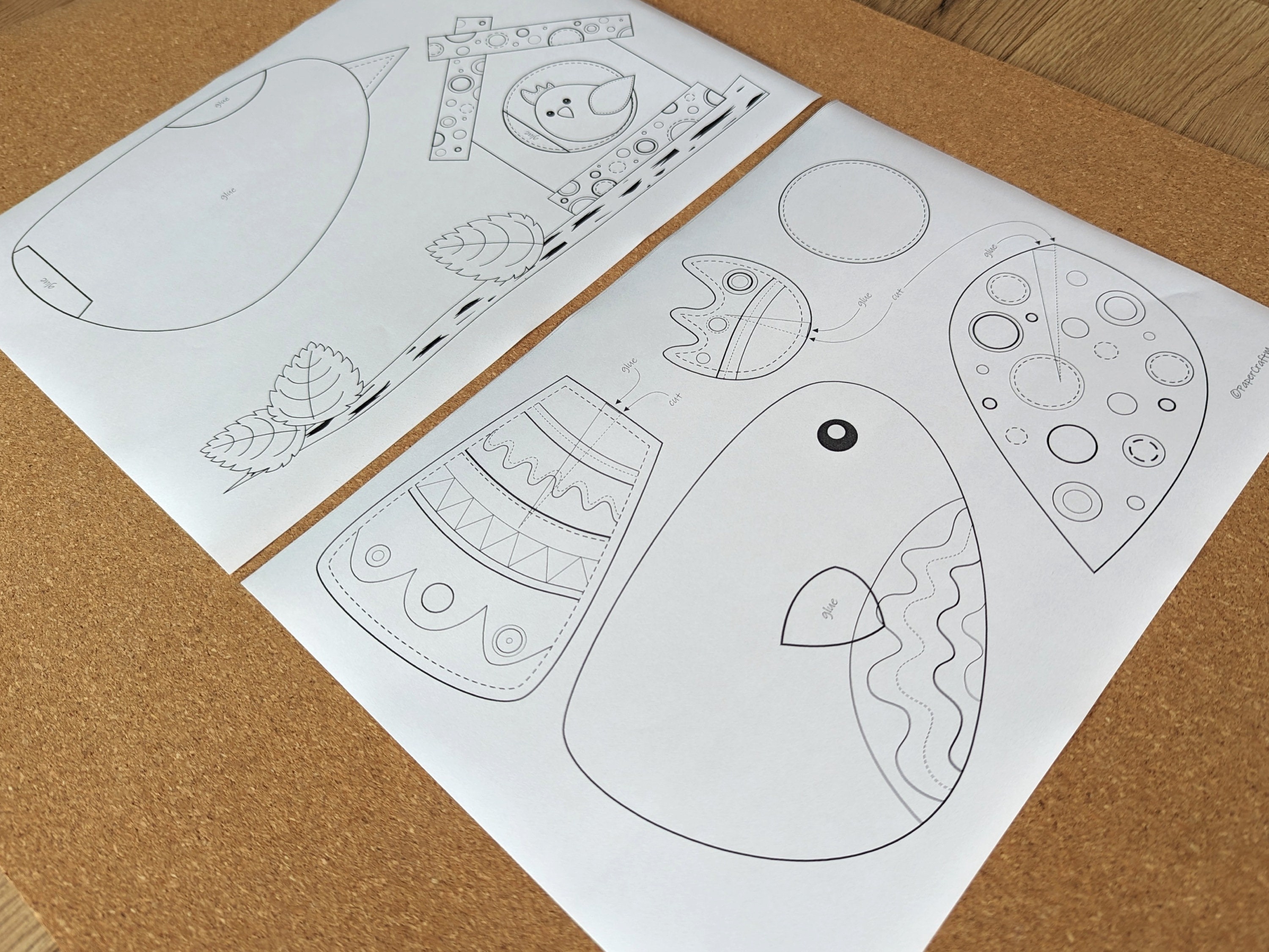 3D Bird Simple Paper Craft for Kids, Preschool Activity, Kids Coloring ...