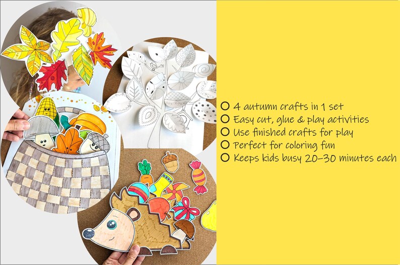 Autumn Paper Crafts Bundle for Kids – 4 Easy Fall Activities Printable ...