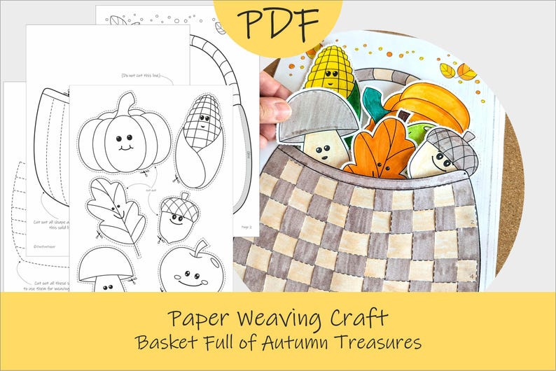 Fall Basket Paper Weaving Craft: Autumn Cut & Paste Activity (printable ...