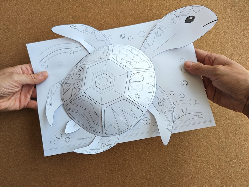Colorful Turtle Paper Craft Template: Cut and Paste Animal Activity for ...