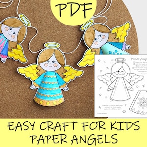 3D Christmas Angel Paper Craft: Easy Kids Holiday Activity (printable ...