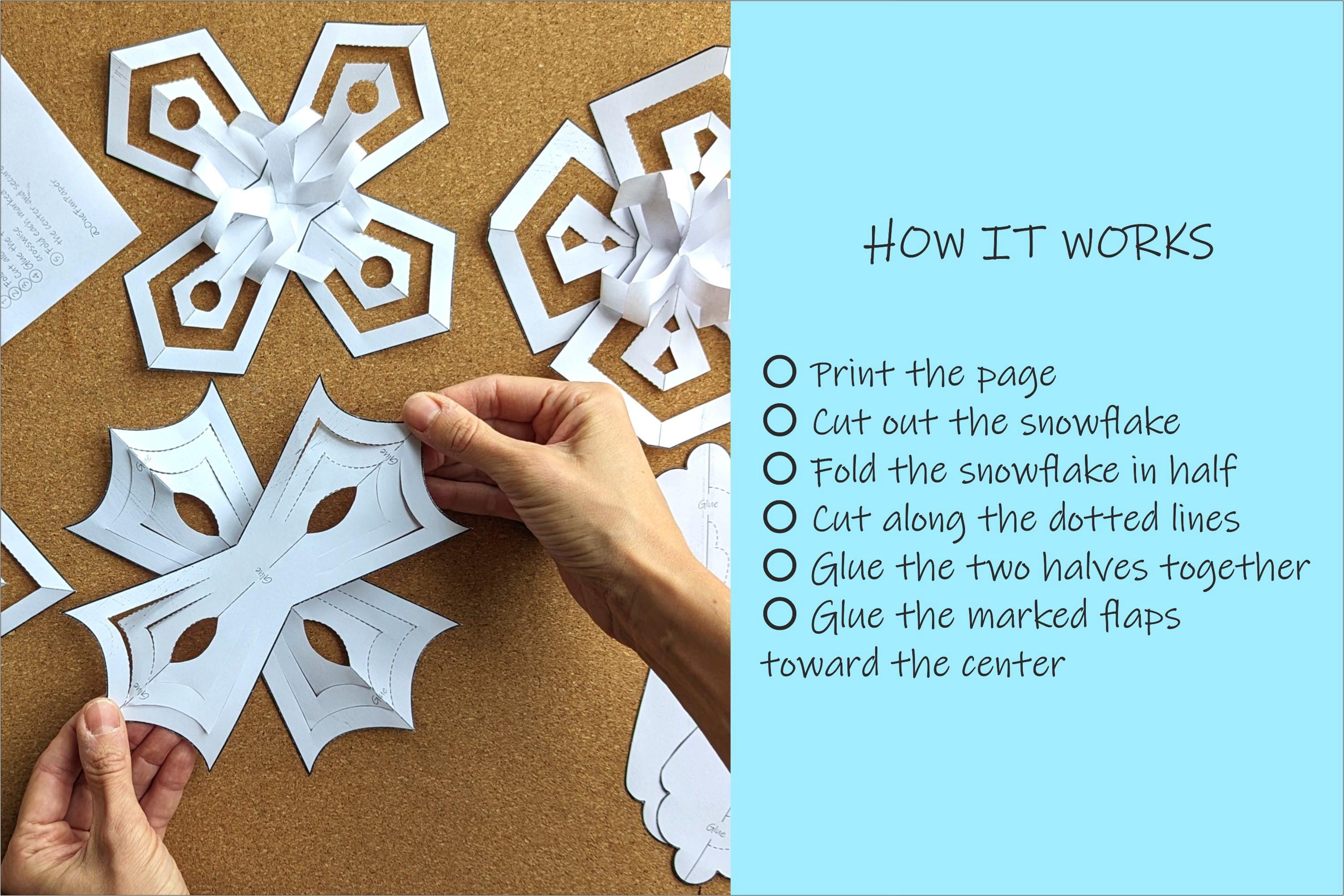 Easy 3D Snowflakes Paper Craft: Winter Cut and Paste Activity for Kids ...