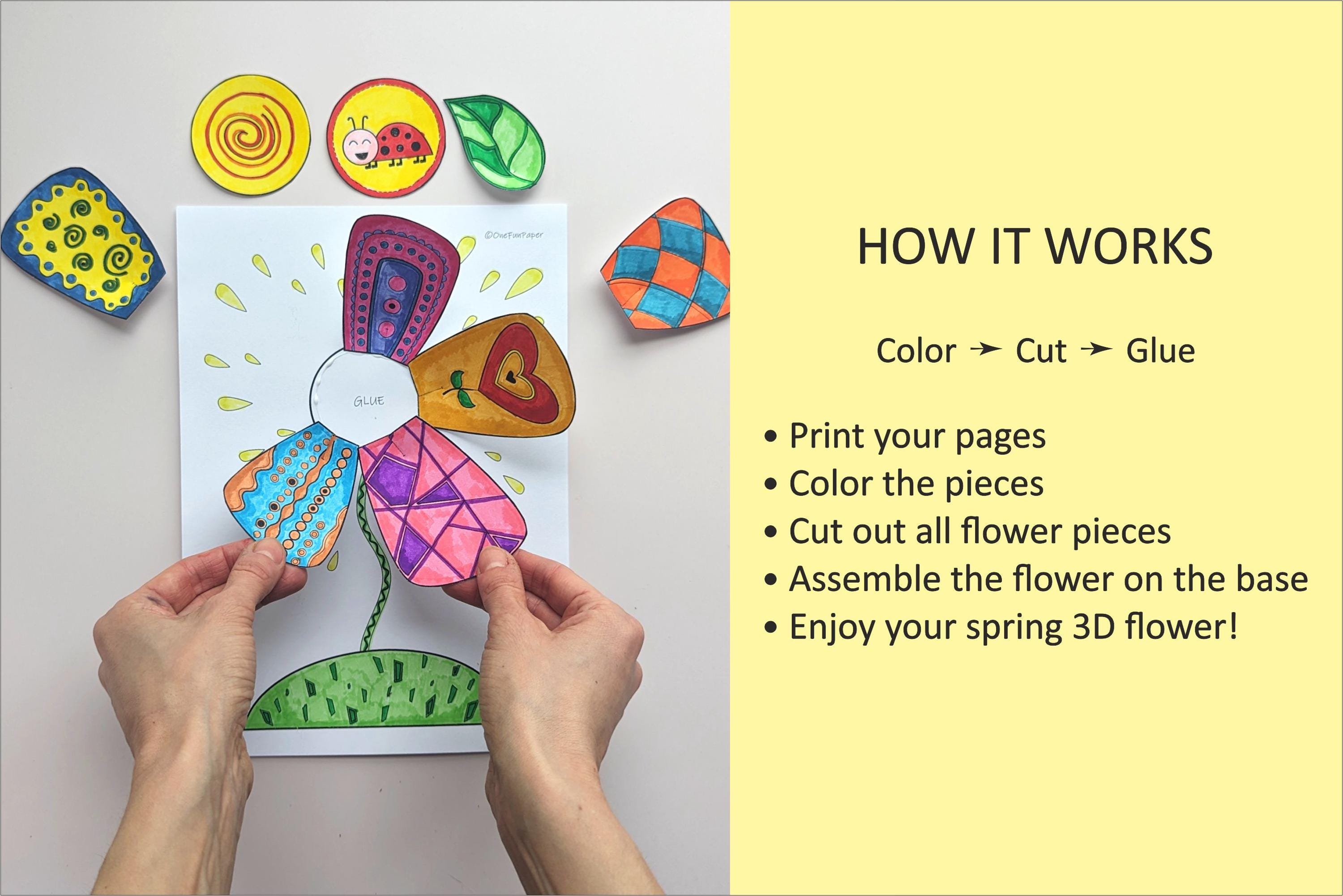 3D Paper Flower Craft for Kids: Easy Spring Cut & Paste Activity ...