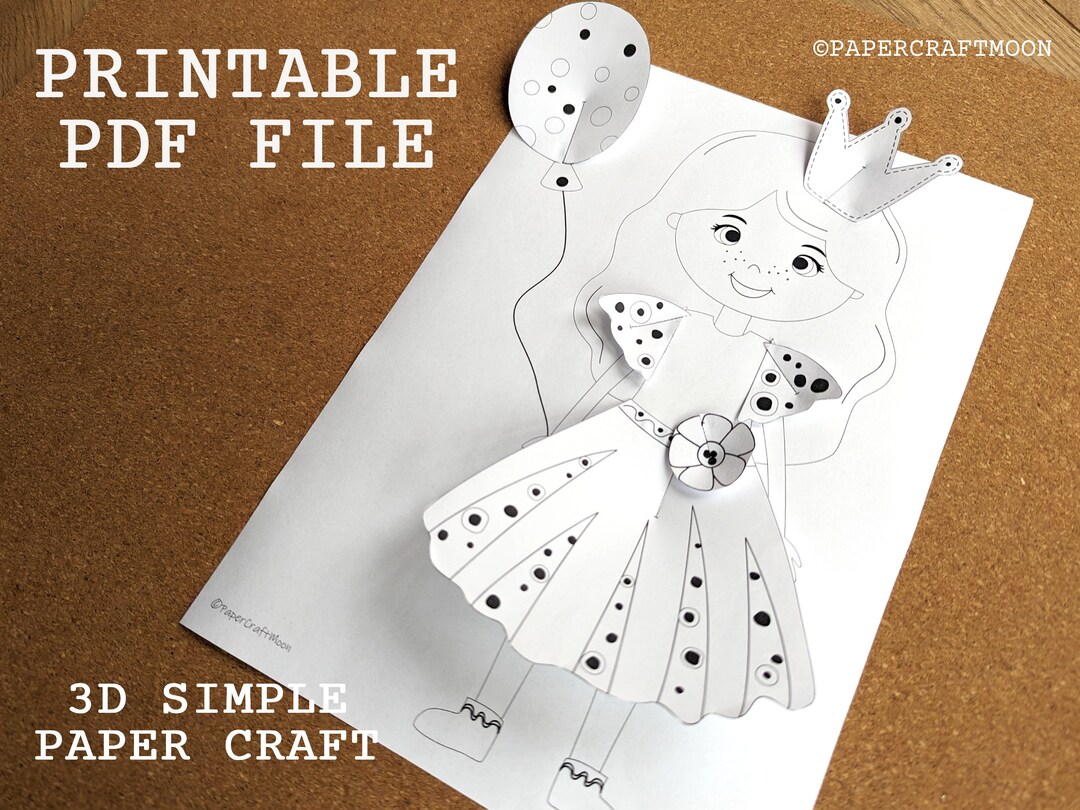 3D Princess Girl Simple Paper Craft for Kid, Preschool Activity, Kids ...