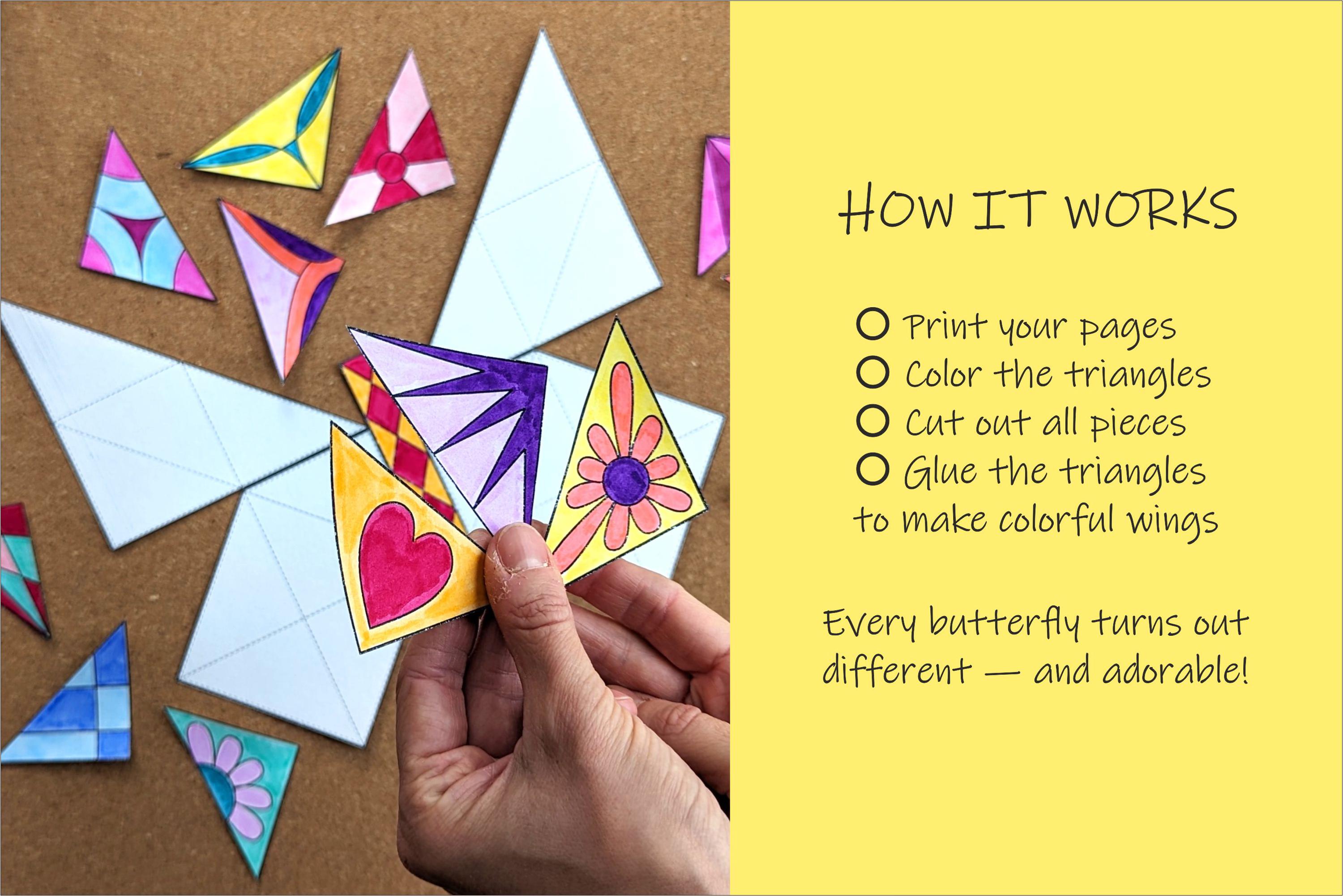 Patchwork Butterfly Craft Template. Spring Paper Cut & Paste Activity ...