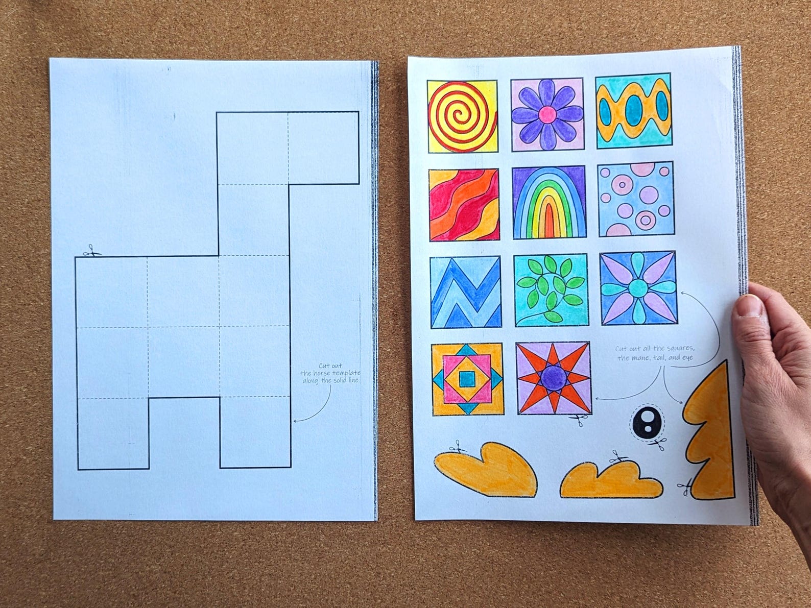 Patchwork Horse Craft Template: Fun and Easy Paper Activity for Kids ...