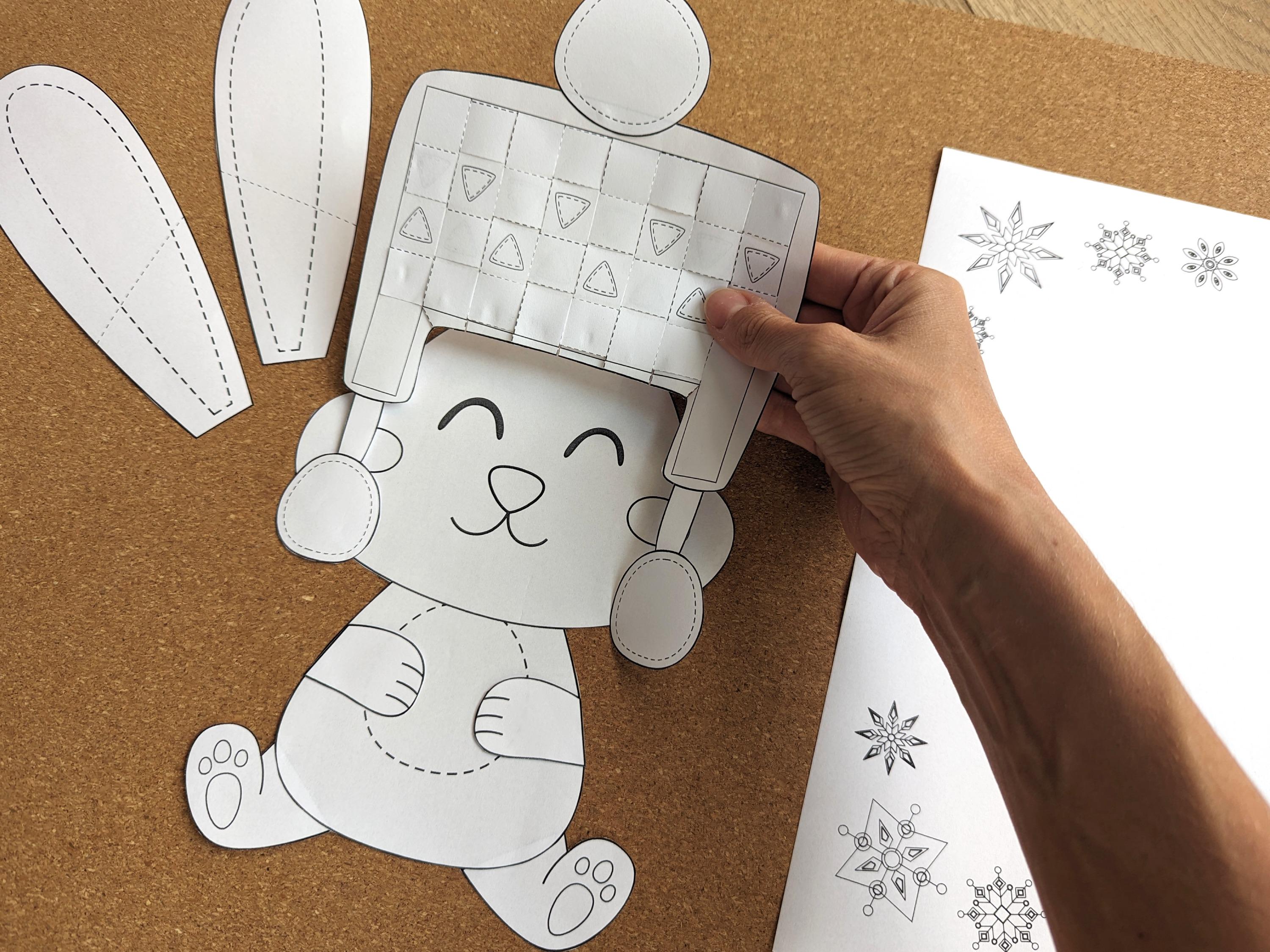 Rabbit in A Hat Simple Paper Craft for Kids, Winter Preschool Activity ...